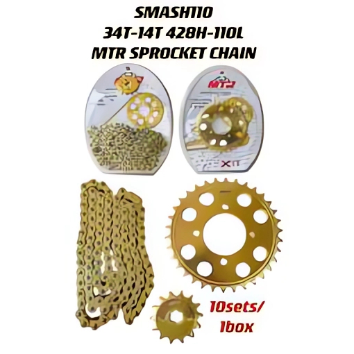 Motorcycle Sprocket chain set Gold for Smash 110 34T-14T 428H-110L ...