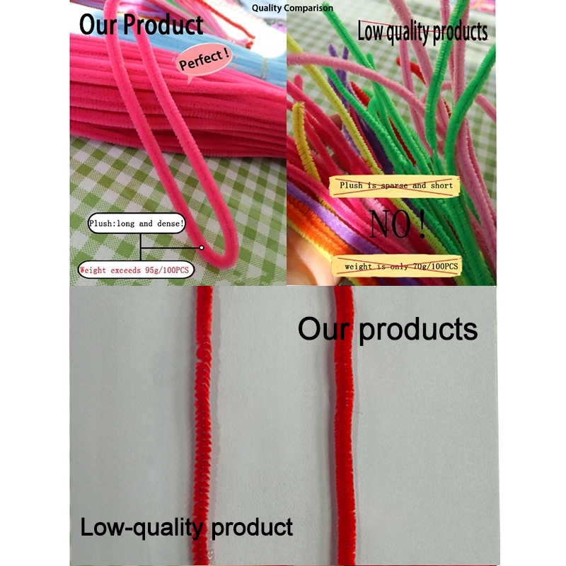 100pcs Fuzzy Wire Multicolor Randomly Packed Wire Stems Wired Plush ...