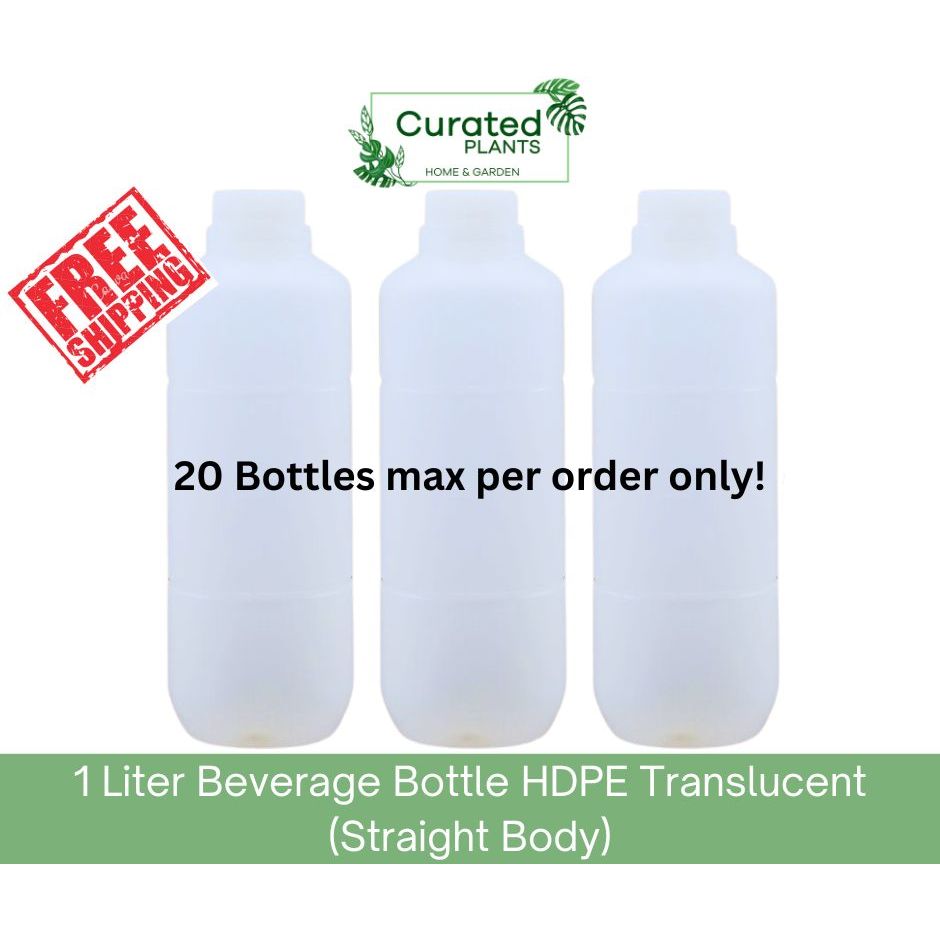 1 Liter (BRAND NEW) Straight Body HDPE Plastic Beverage Bottles with ...