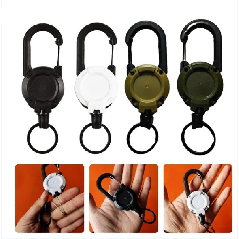 Heavy-Duty Retractable Pull Reel Wire Rope Ring with Backpack Clip and ...