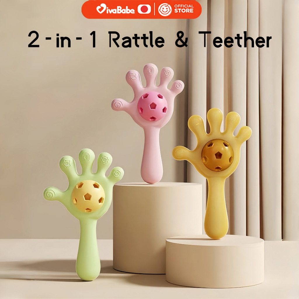 Baby hand rattle Chewable teether 0-1 year old baby puzzle Grasp ...