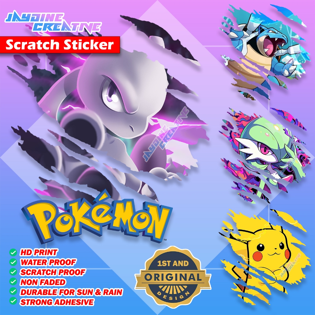 Pokemon Scratch Design Sticker, Indoor Outdoor Vinyl Sticker ...