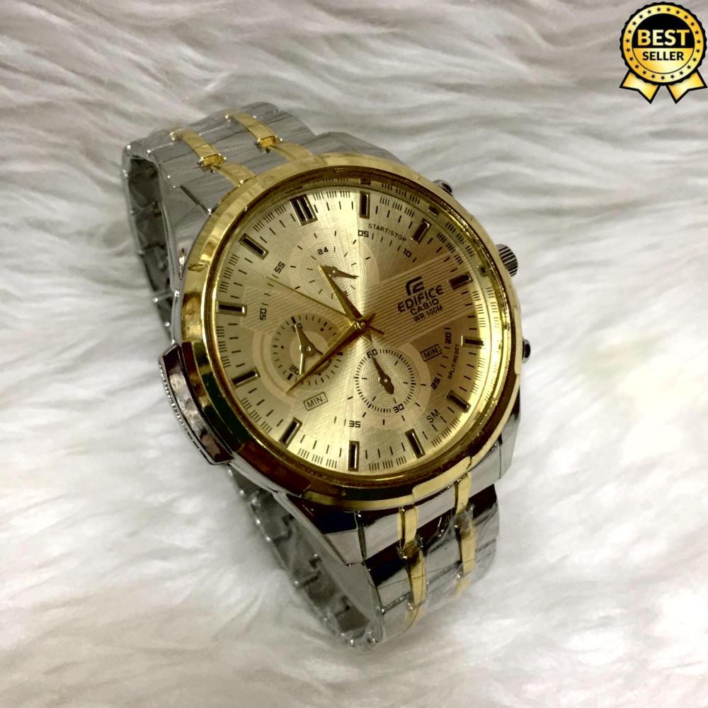 Casio High End Edifice Automatic 3 Chronograph Gold Dial Stainless ...