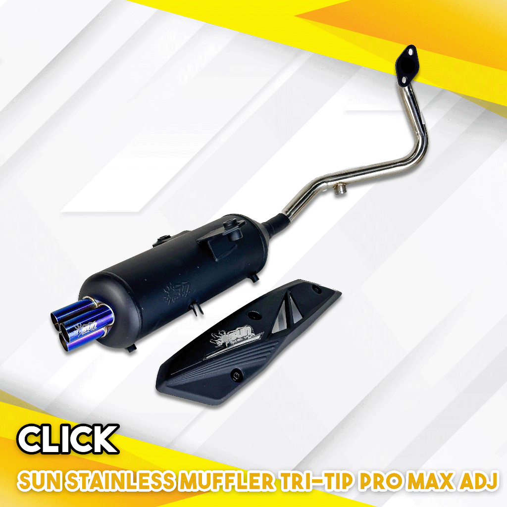 ADJUSTABLE SUN RACING STAINLESS MUFFLER PIPE TRI-TIP PRO MAX FOR CLICK ...