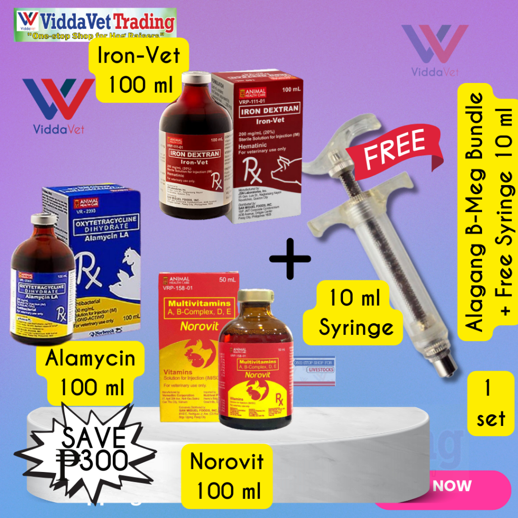 4in1 Alagang Bmeg bundle Norovit 100 ml Alamycin 100ml Iron-Vet 100ml ...