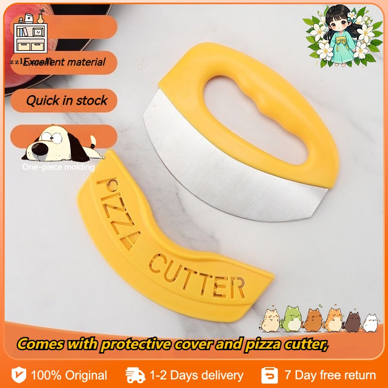 Plastic Handle Stainless Steel Slicer Pizza Cutter Knife Semicircular ...