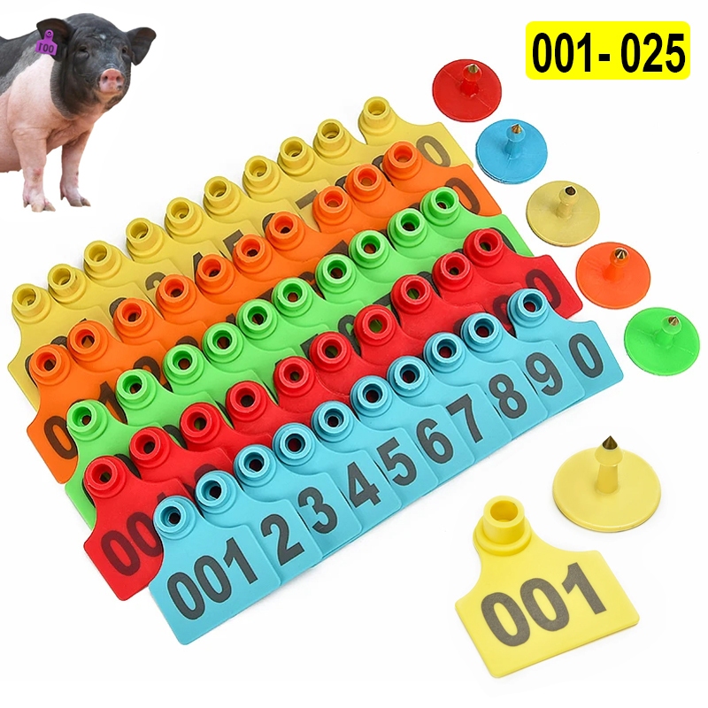25Pcs Pig Goat Ear Tag 001-025 Animal Identification cards Copper Head ...