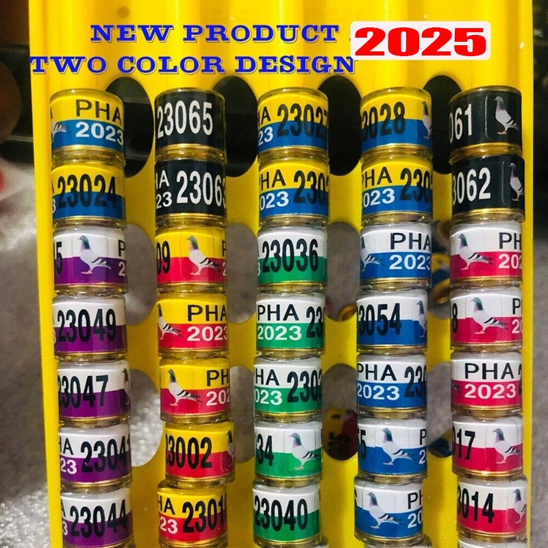 10Pcs Two Color Design PHA 2025 Ring Aluminum Plastic Racing Pigeon ...