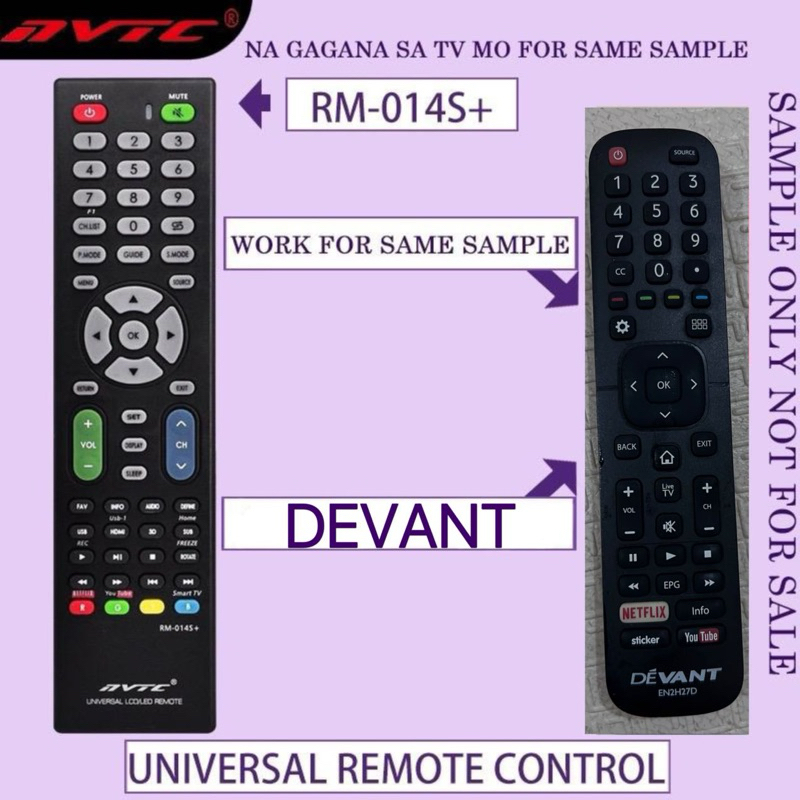100% Work Universal remote control for DEVANT 55inches led smart tv ...