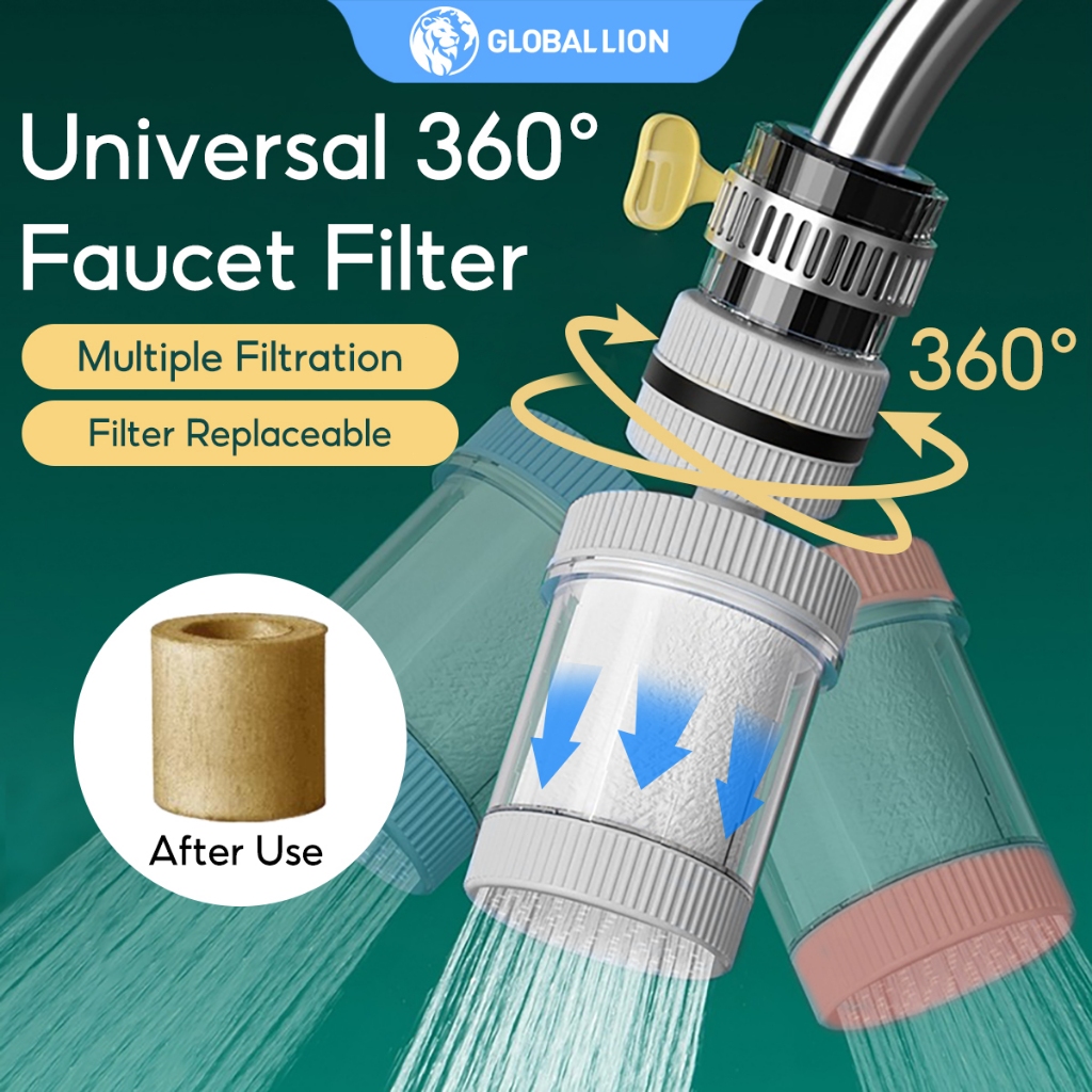 360 Degree Faucet Filter Splash-proof Shower Tap Water Filter Kitchen ...