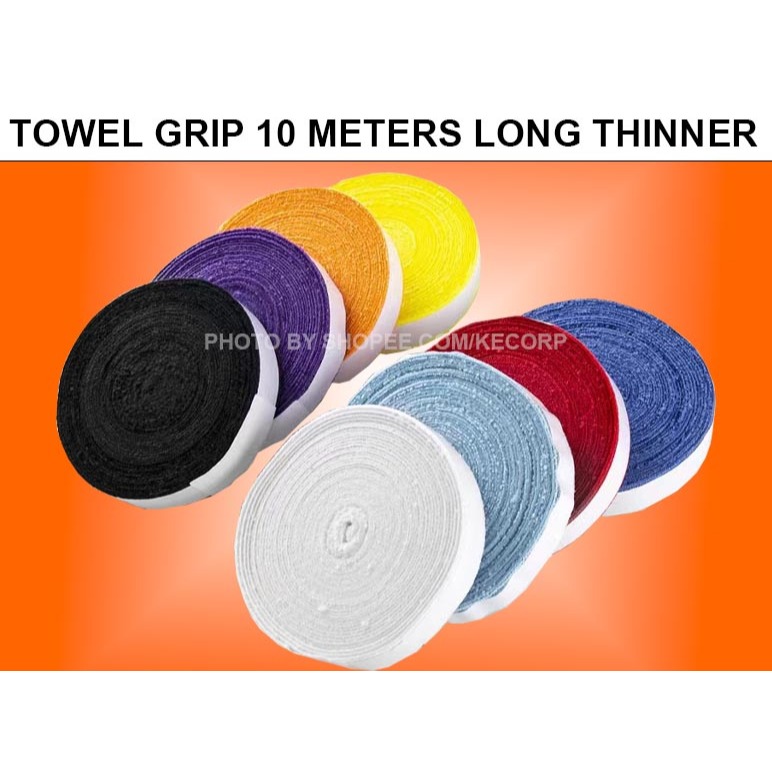 Towel Grip Roll 10m Long Thinner Version Upto 20-25 Badminton Racket ...