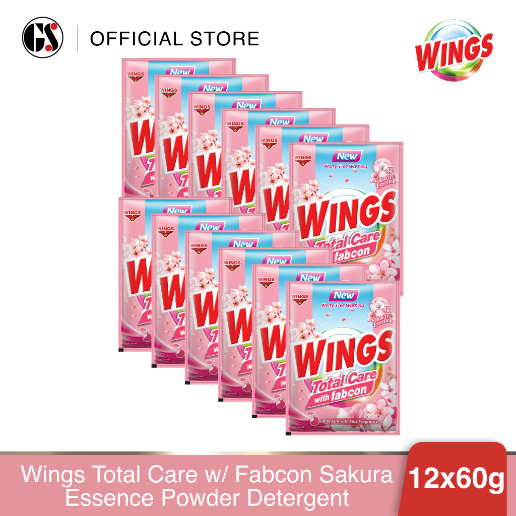 Wings Total Care w/ Fabcon Sakura Essence Powder Detergent 60g ...