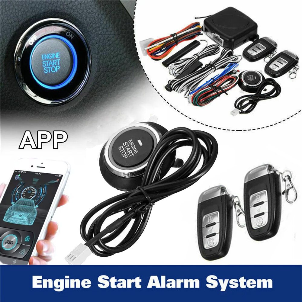 Univesal Powone C6 Keyless Entry Push Start Button System Engine Start ...