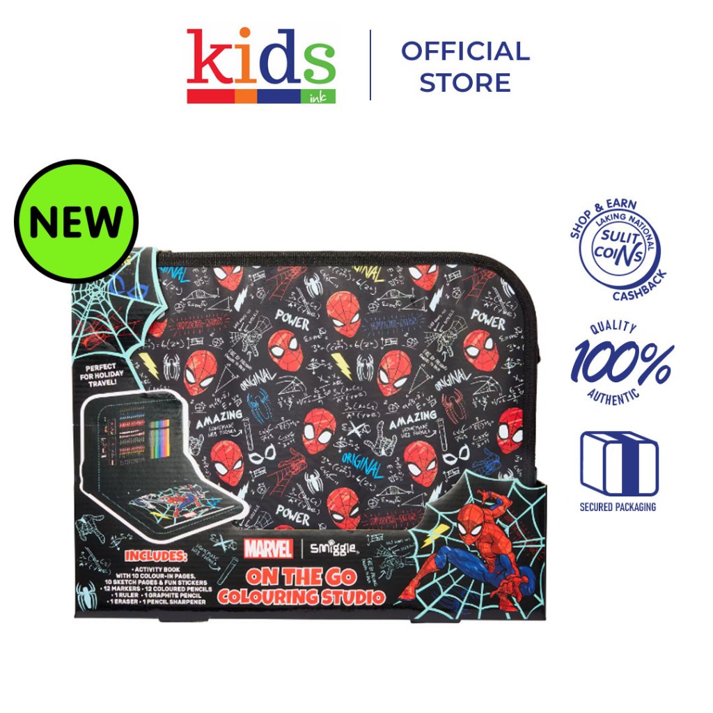 SMIGGLE Spider-Man On The Go Colouring Studio - Kids Ink | Shopee ...
