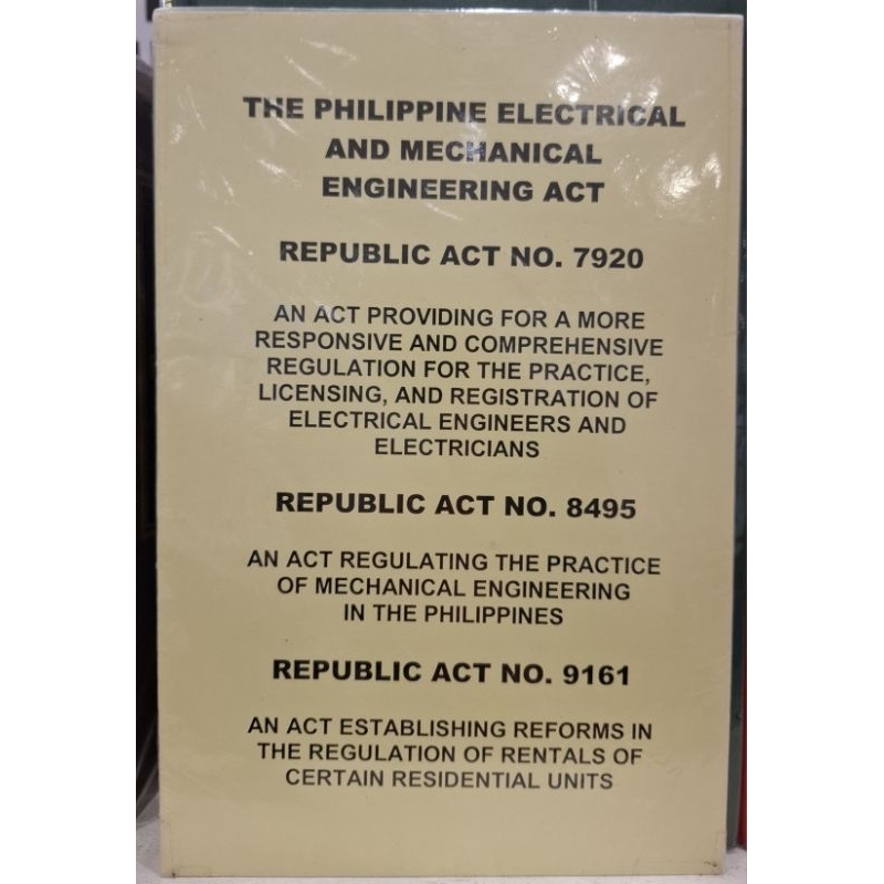 THE PHILIPPINE ELECTRICAL AND MECHANICAL ENGINEERING ACT | Shopee ...