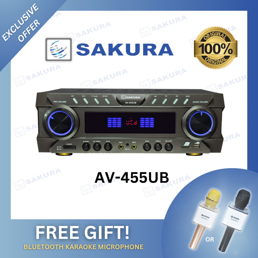 SAKURA AV-455 UB / 5.1CH HOME THEATER MP-3 AMPLIFIER 140Wx2 | Shopee ...