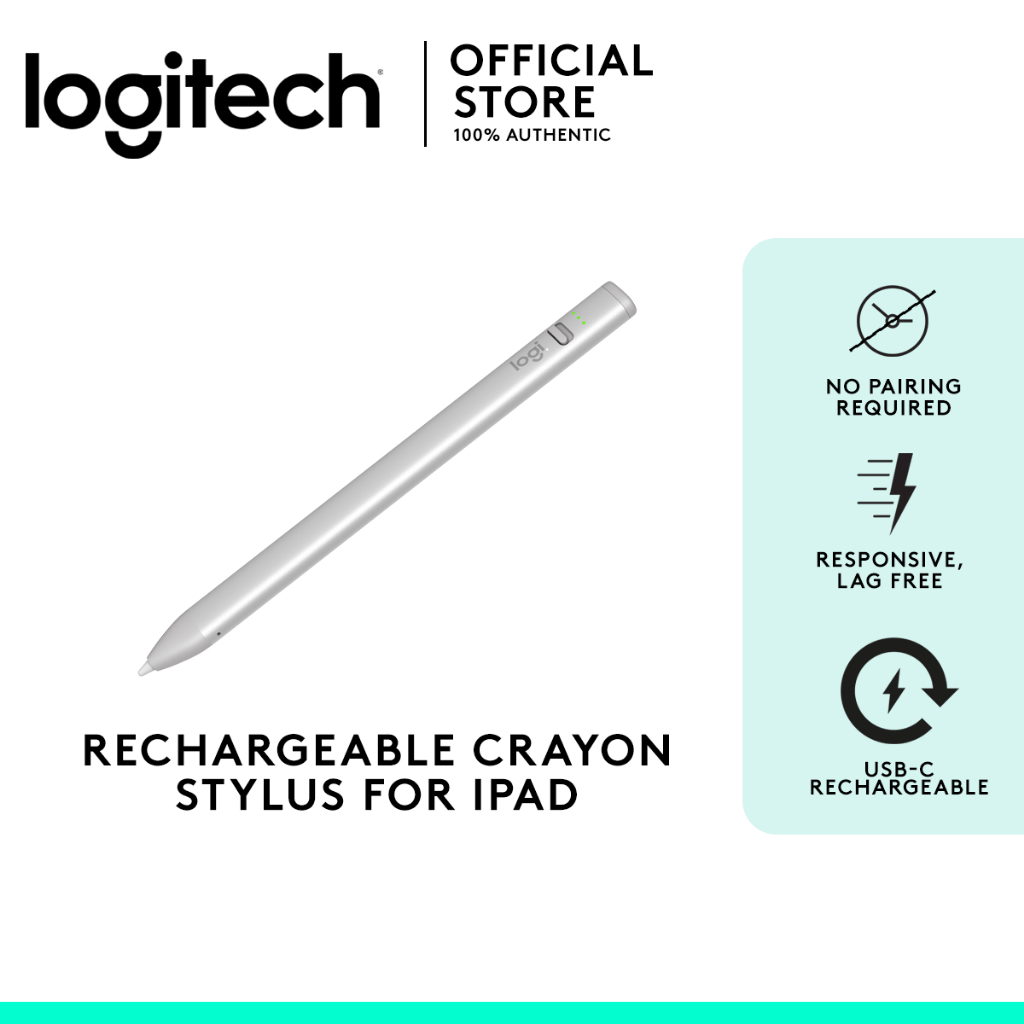 Logitech Crayon Rechargeable Stylus Digital Pencil for iPad (914-000073 ...