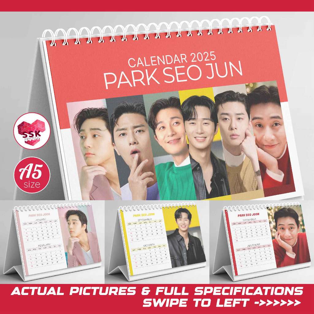 Park Seo Joon A5 Desk Calendar 2025 | PSJ | Mini Calendar with Stand | Fadeless Colors ...