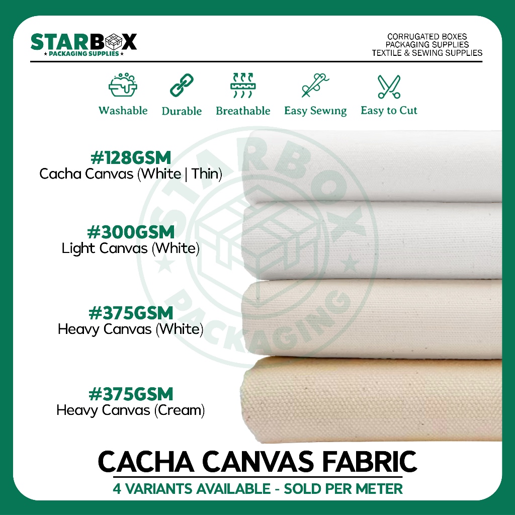 STARBOX (Sold Per Meter) Cacha Canvas Fabrics Katsa for Sewing - 4 ...