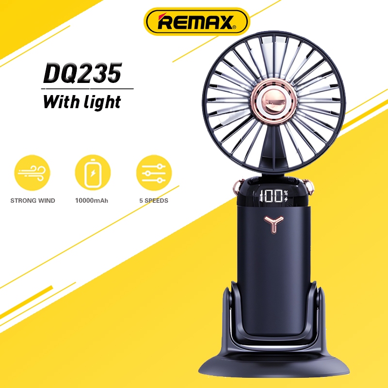 Remax Mini Portable Fan 10000MAh USB Rechargeable Handheld LED Digital ...