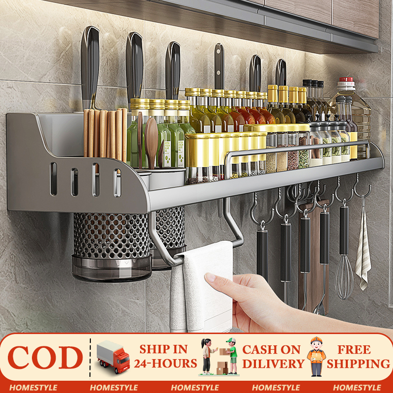 kitchen condiments organizer knife holder spice rack Utensils shelf ...