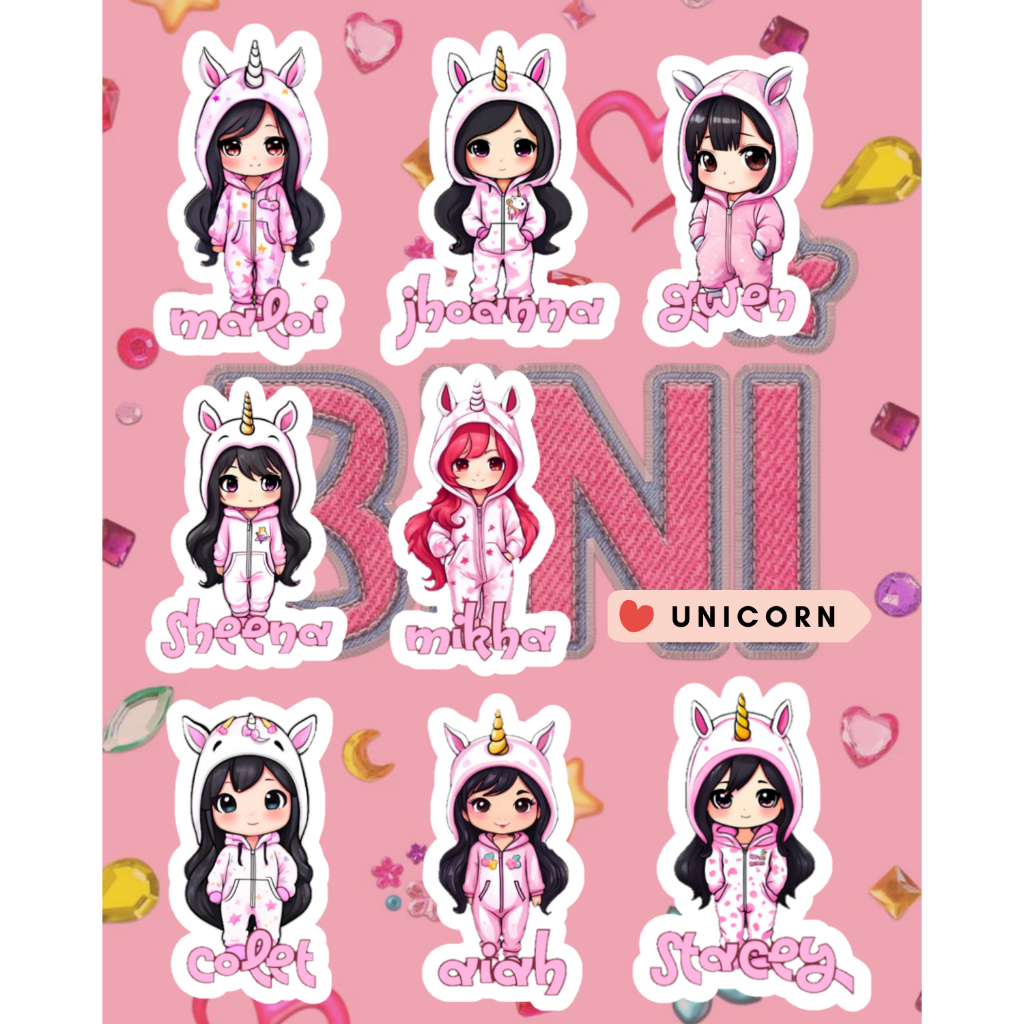 CUTE BINI UNICORN WATERPROOF VINYL STICKER DIE-CUT SICKER | Shopee ...