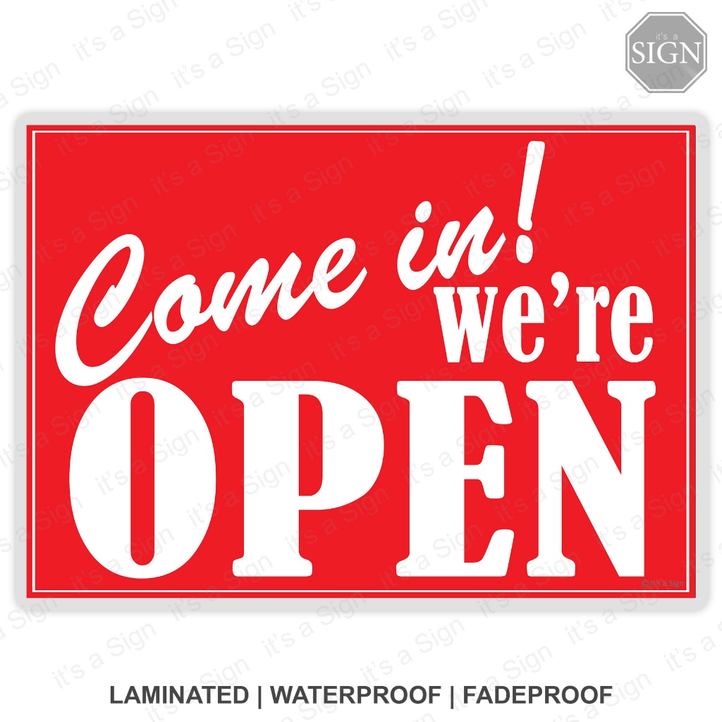 Come In We're Open Store Sign - Laminated Signage - A4 / A5 Size ...