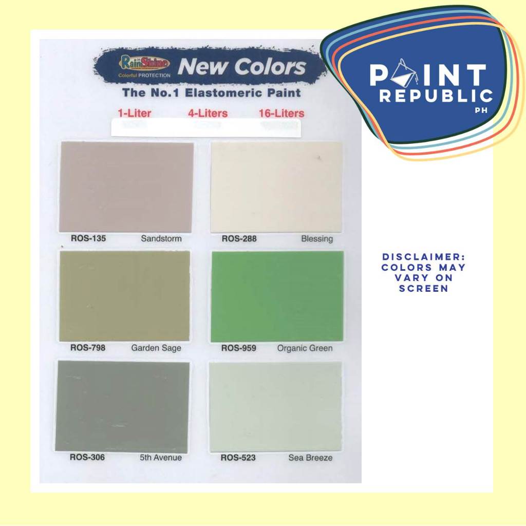 RAIN OR SHINE ELASTOMERIC PAINT Ready Mixed Colors -16L (Pail/Timba ...