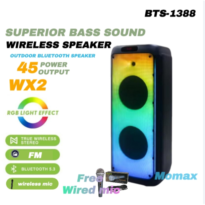 BTS 1388 LED light Wireless Subwoofer Bluetooth Speaker with Wireless ...