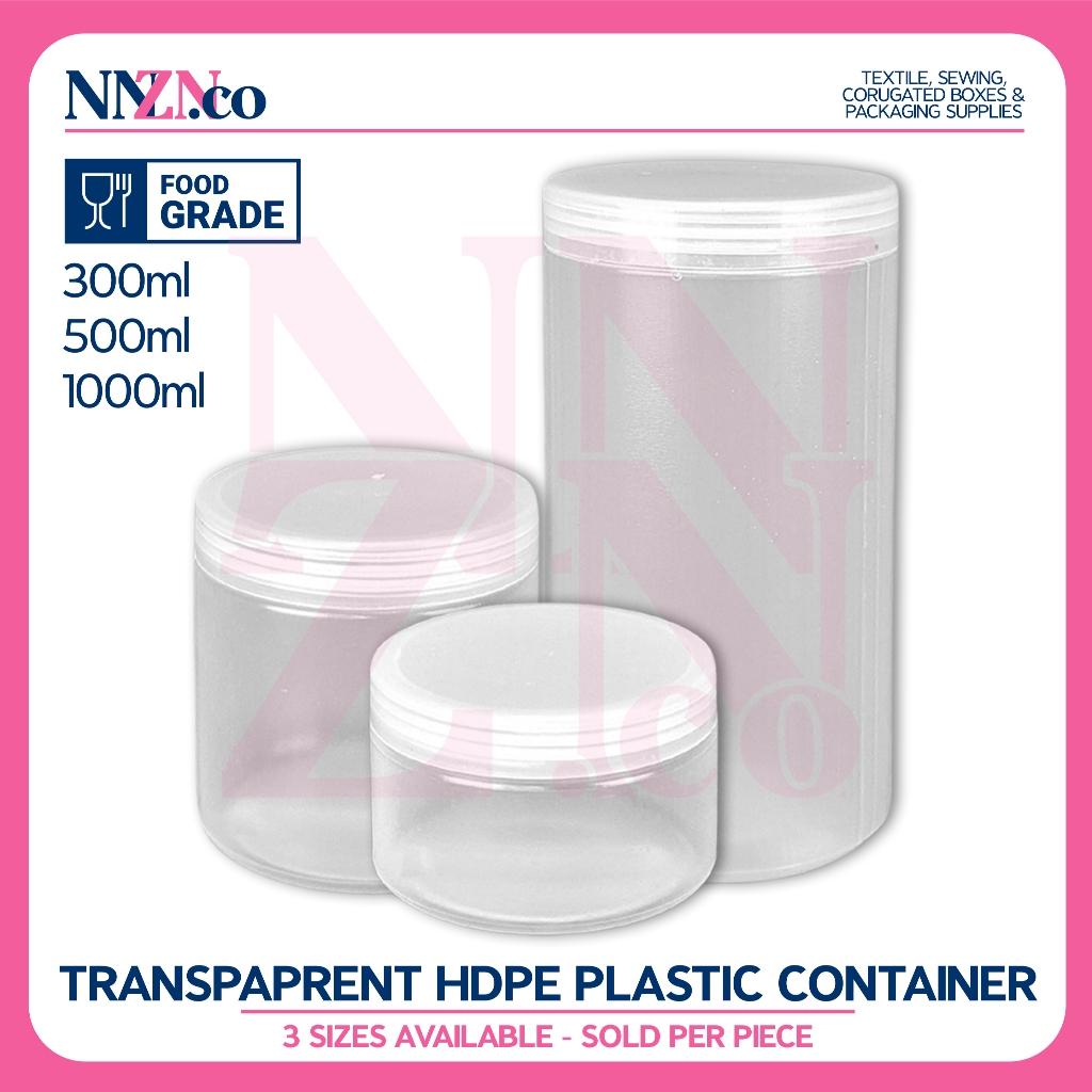 NNZN HDPE Plastic Container Canister Transparent Canister 1000ml 500ml 300ml Canister - Per ...