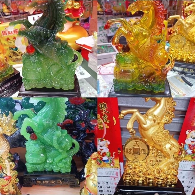 13inch fengshui horse taas paa hold money coin & money bag display ...