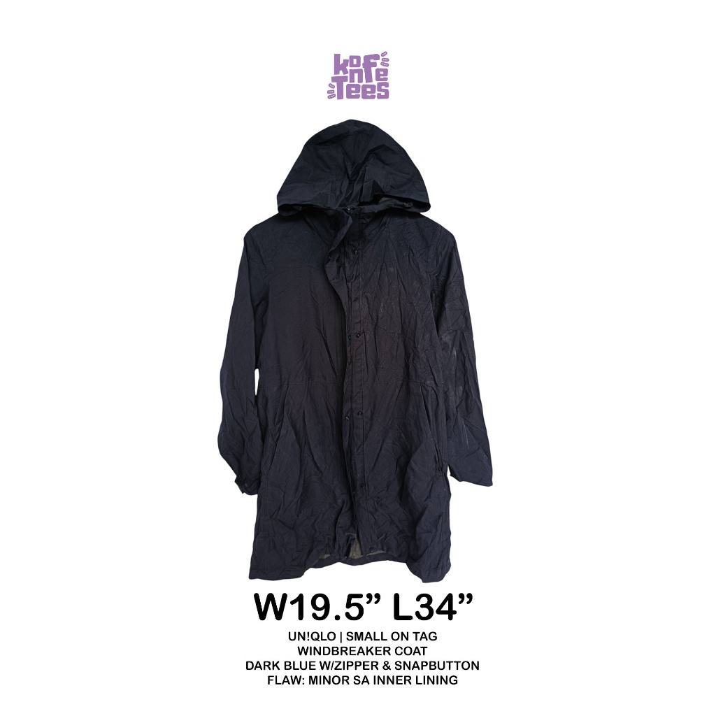 Preloved Unique Low Zipper Windbreaker Jacket Coat with Hoodie | Shopee ...