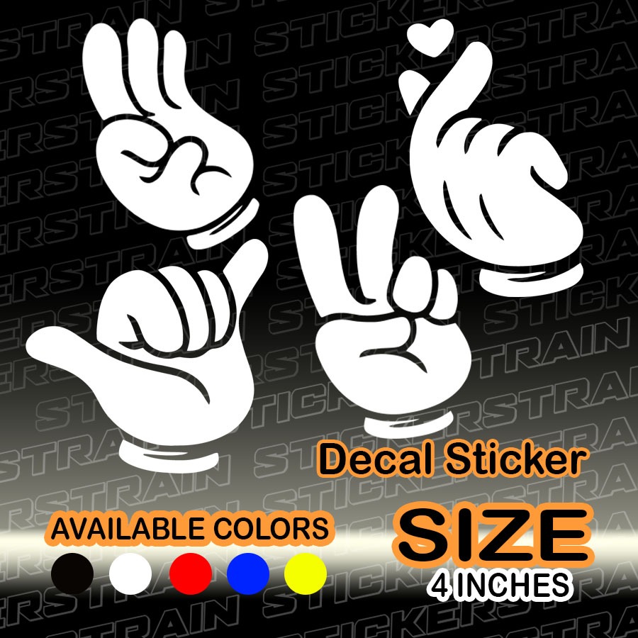 Hand Sign Sticker Gesture Car Decals 4inches height Waterproof | Shopee ...