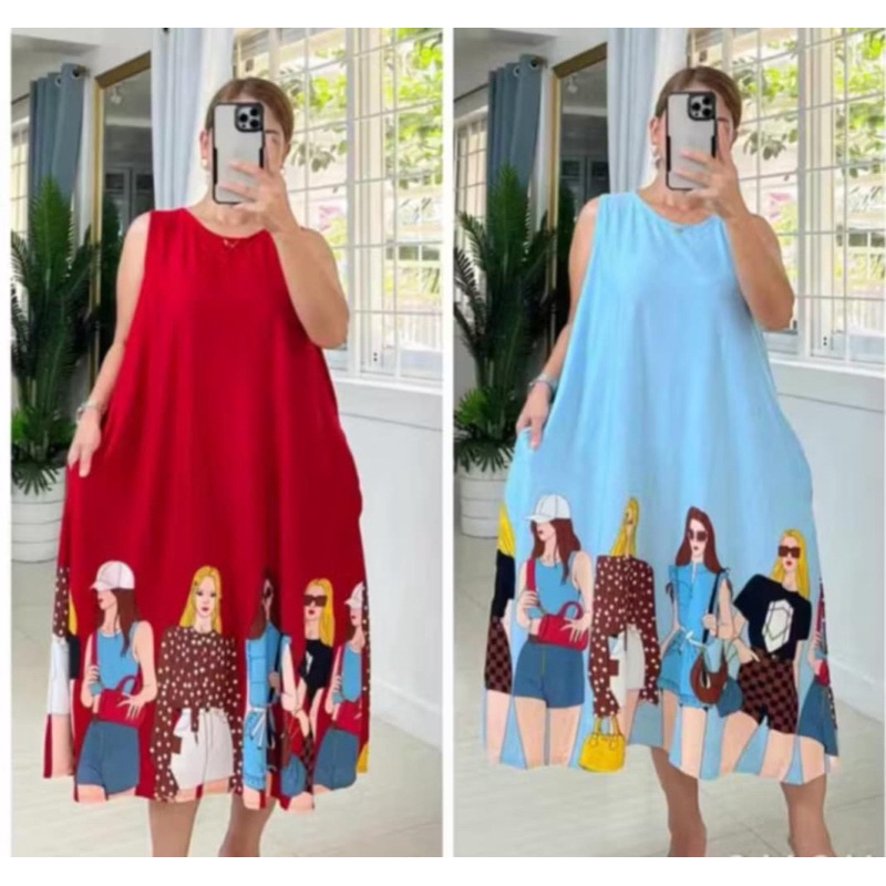 BIGSIZE DUSTER FIT 2Xl - 3XL MATERNITY DRESS WITH 2 SIDE POCKET COTTON SPANDEX Daster PAMBAHAY ...