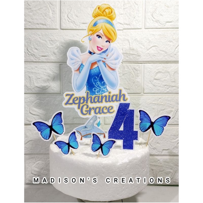 Big Cinderella Party Cake Topper/Banner, Backdrop Set (Personalized ...