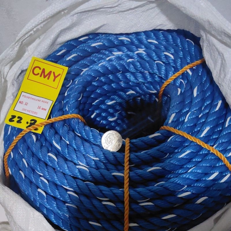 COD 200M Roll Blue Nylon Rope Tali Rope Heavy Duty High 28#14mm 17KG/32 ...