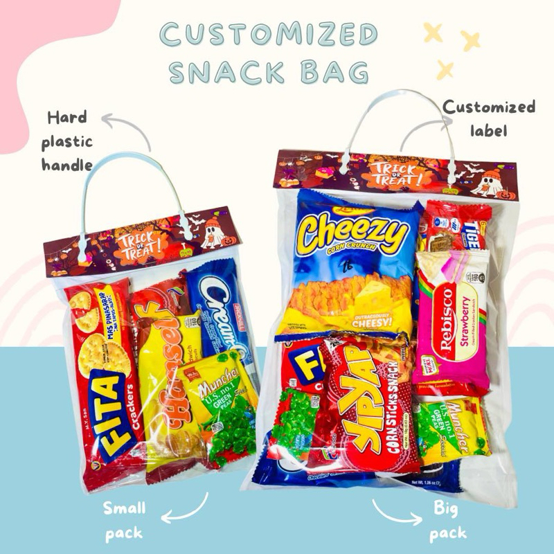 customized snack bag with handle/ treat bag/ snack pack/ lootbag ...