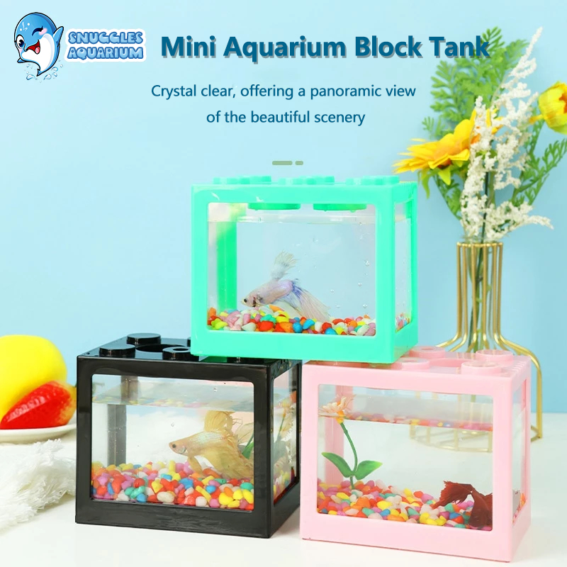 Mini Aquarium Betta fish Fighting Cylinder Building block fish tank ...