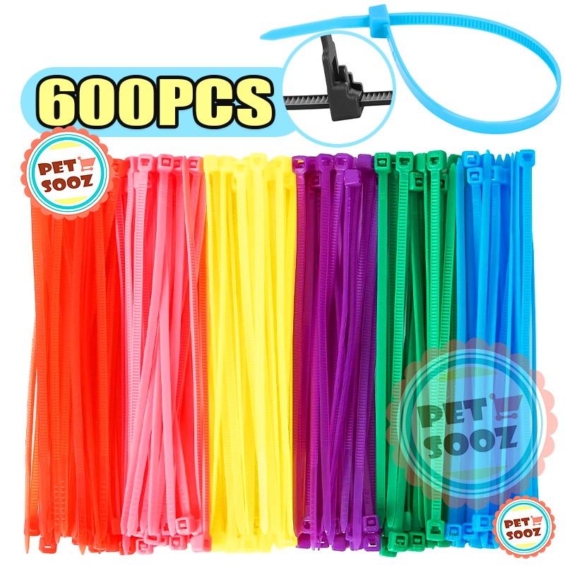 600Pcs Colored Nylon cable ties Self-Locking Plastic Nylon wire cable ...