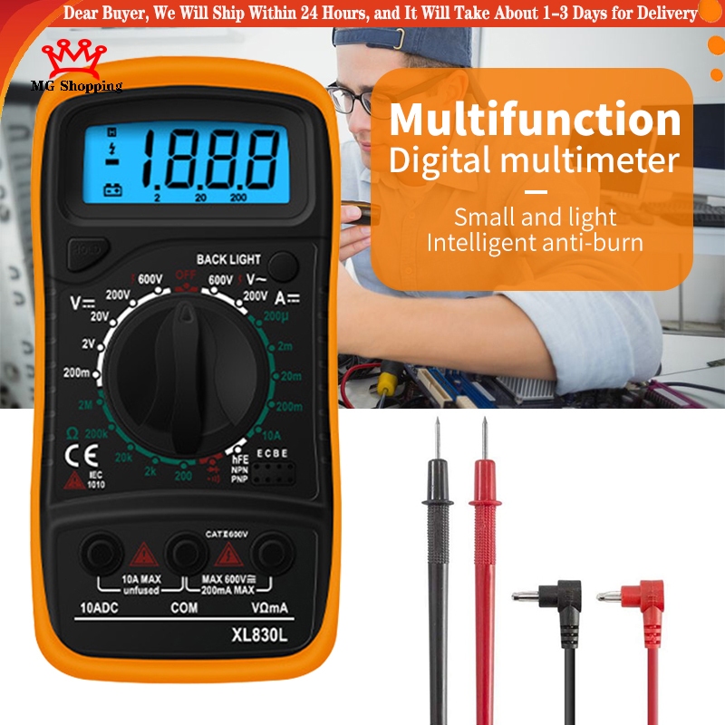XL830L LCD Digital Tester Multimeter Volt Meter Ammeter Ohmmeter Yellow ...