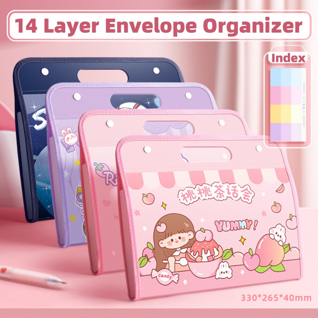 14 Pockets Folder Organizer Colorful A4 Expanding Envelope Organizer ...