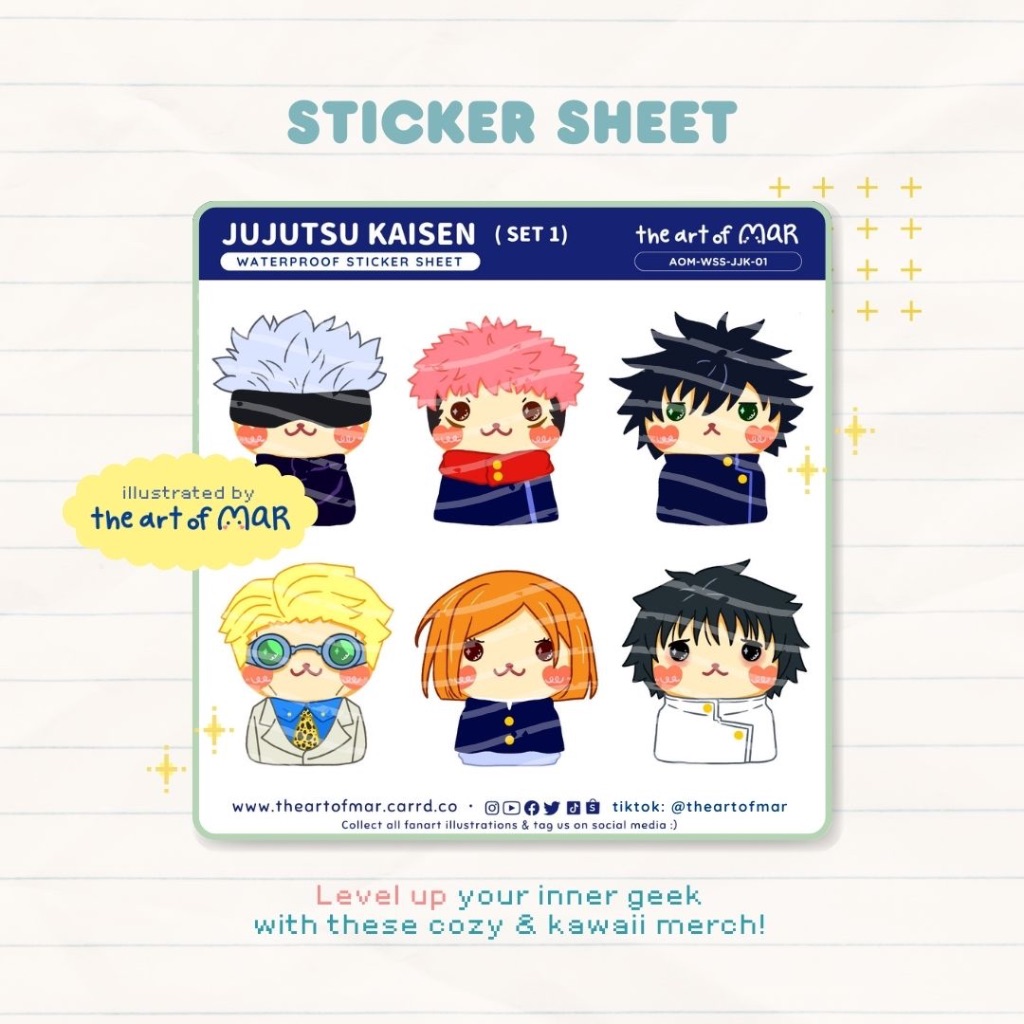 Jujutsu Kaisen set 1 chibi sticker sheet by The Art of Mar | waterproof ...