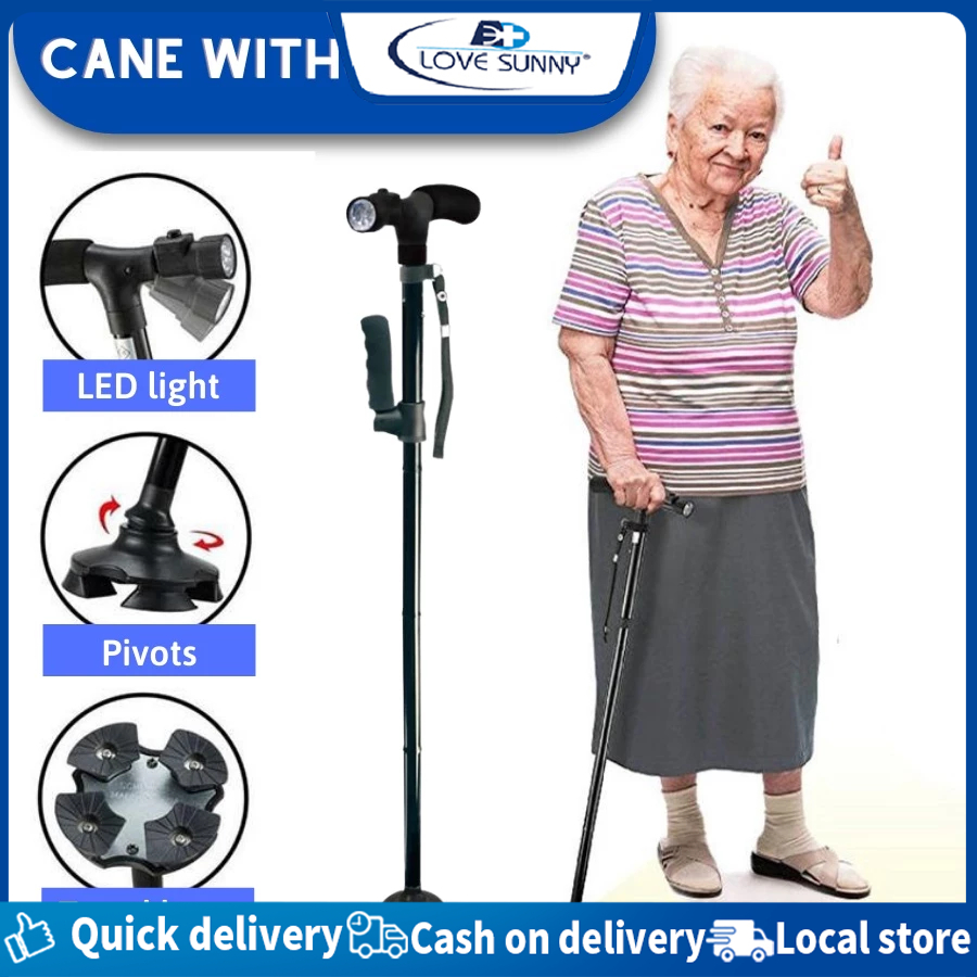 Quad Cane Adult Stainless Tungkod Lightweight Walking Stick 4 Legs ...