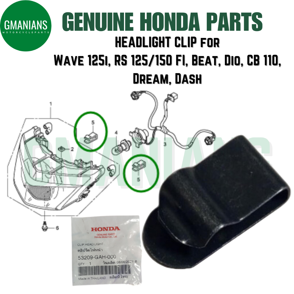 Original Headlight Clip for Wave 125i, RS 125/150 FI, Beat, Dio, CB 110 ...