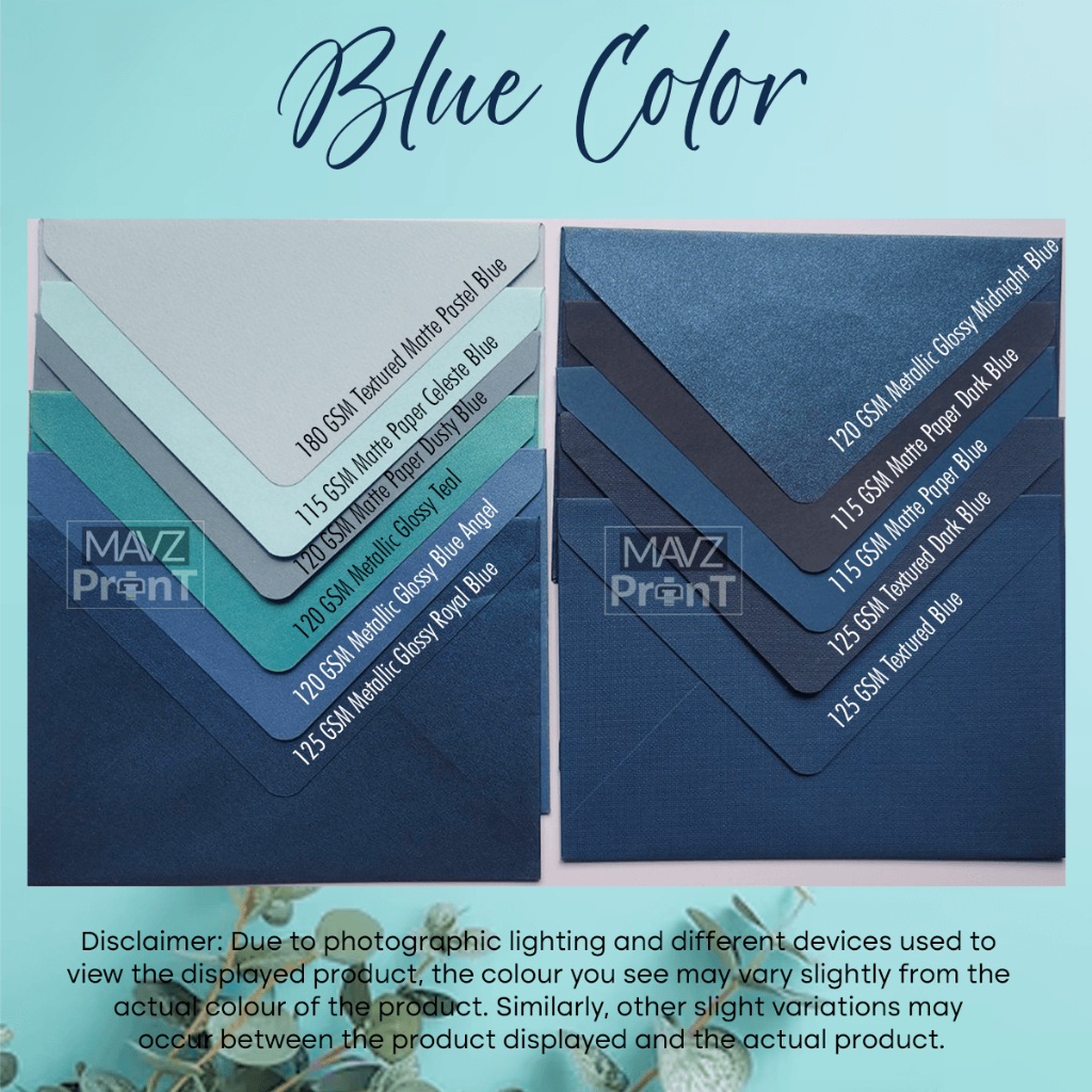 FAST SHIPPING Blue Envelope for Wedding Baptismal Birthday Debut Size ...