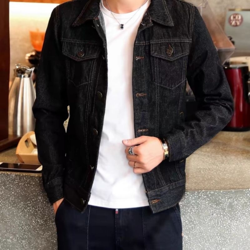 2025 New Men's Denim Jacket Maong Jacket Size: S-M-L-XL | Shopee ...
