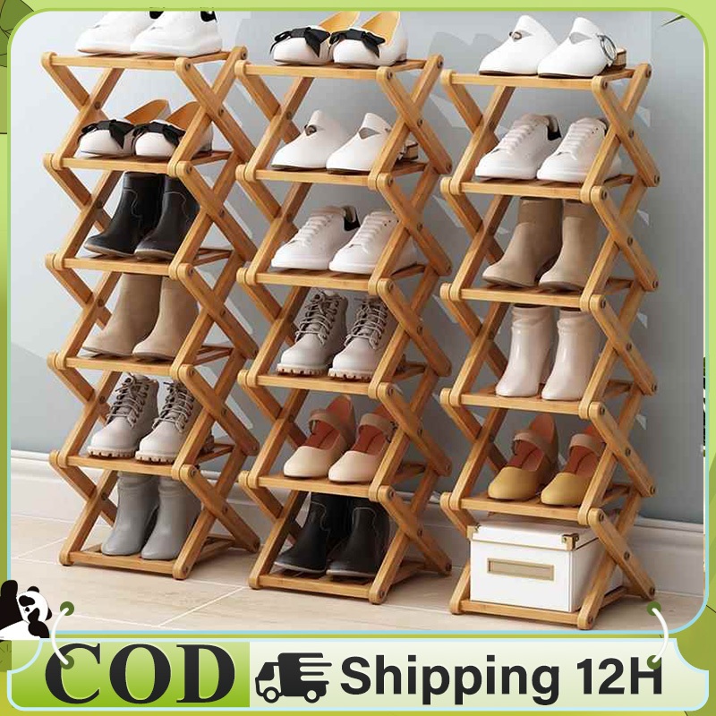 WoodLand Cross Shoe Racks Bamboo 7/8/9/10Layer Shoe Rack Layer ...