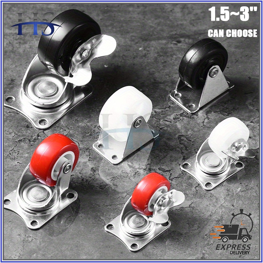 1-3 Inch Heavy Duty Casters Wear Resistant PVC Swivel Wheels Durable ...