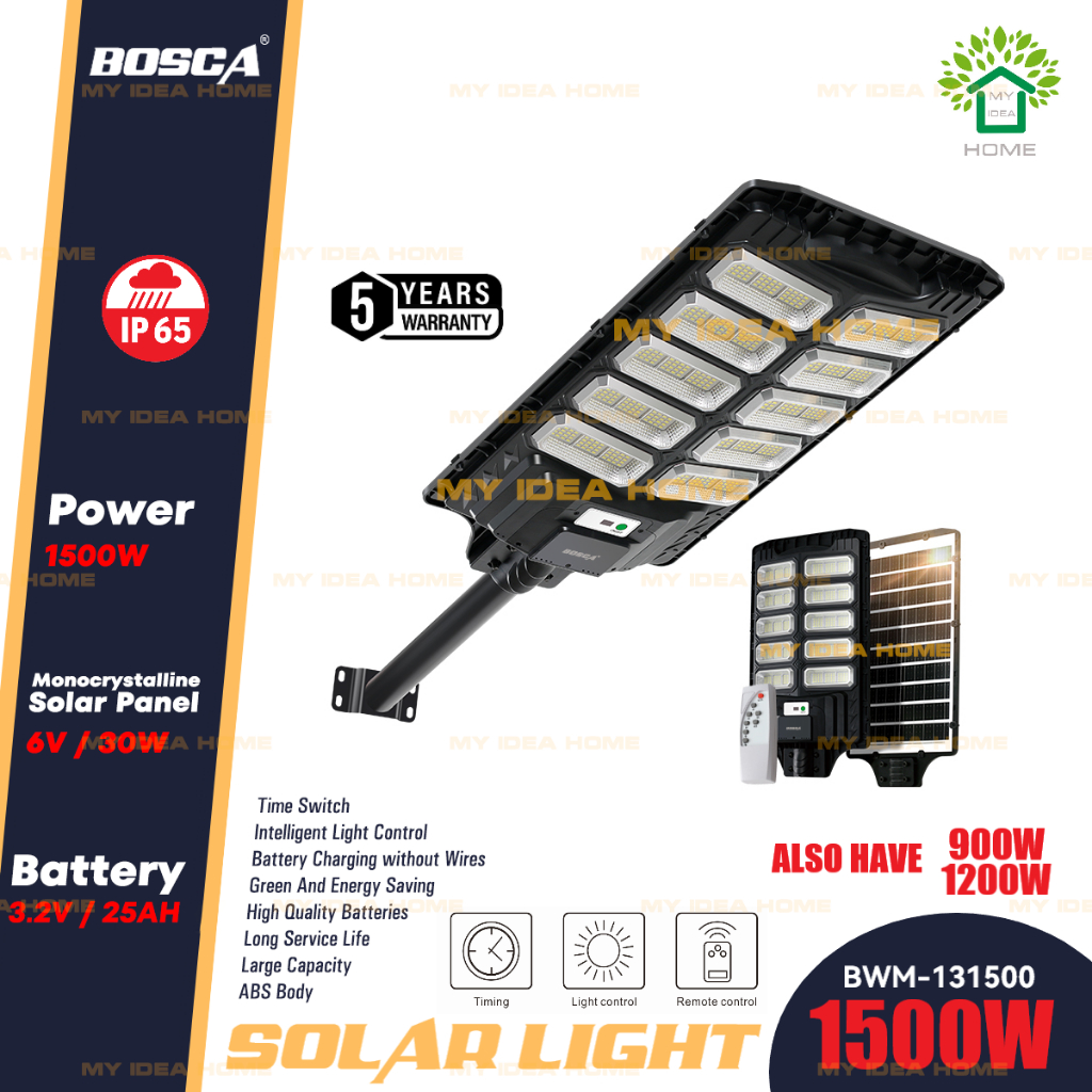 Bosca Solar Street Light BWM Series 900W 1200W & 1500W IP65 Outdoor ...