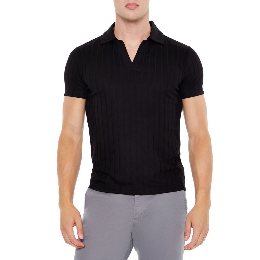 Forever 21 Men's Ribbed Open V-Neck Polo Shirt | Shopee Philippines